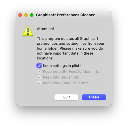 ARCHICAD REGISTRY CLEANER (WINDOWS) AND PREFERENCES CLEANER (MACOS)