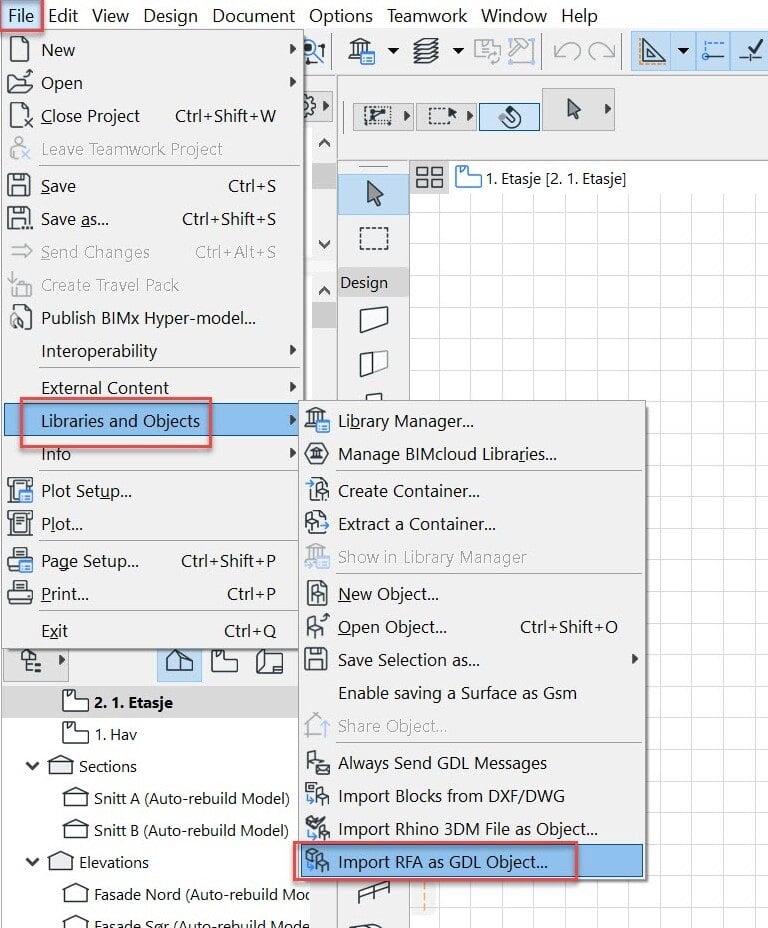 Revit Families (RFA) i Archicad