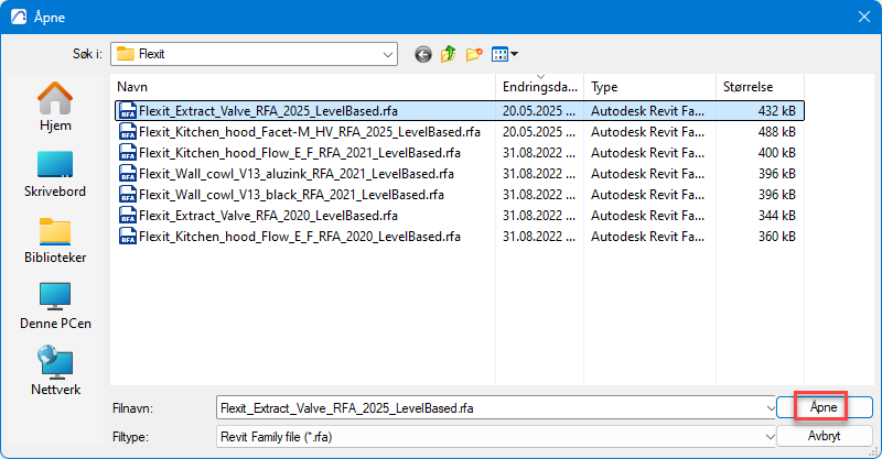 Revit-objekter (Families/RFA) i Archicad